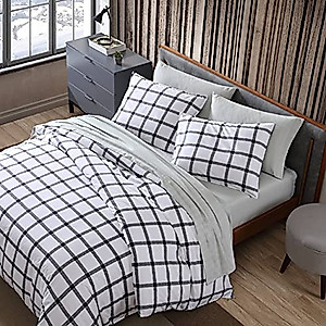 Eddie Bauer - King Duvet Cover Set, Soft Cotton Bedding with Matching Shams, Modern Plaid Home Decor (Bunkhouse Charcoal, King)