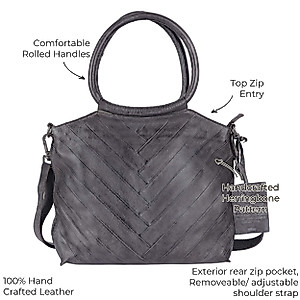 Latico Leathers Dalton Handbag Tote in Black - Made From 100% Genuine Authentic Leather Handcrafted by Artisans