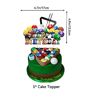 Billiards Party Decorations Billiards Birthday Party Supplies Includes Billiards Happy Birthday Banner, Cake Topper, Cupcake Toppers, Balloons for Billiards Theme Party Sports Party