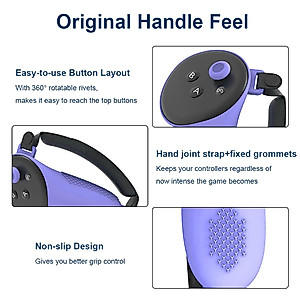 Snugeasy Protective Cover Set Compatible with Meta/Oculus Quest 3 Accessories, VR TPU Face Cover, for Quest 3 Controller Grips Cover, Face Mask, Anti-Sweat Eye Mask, Lens Protector (Purple)