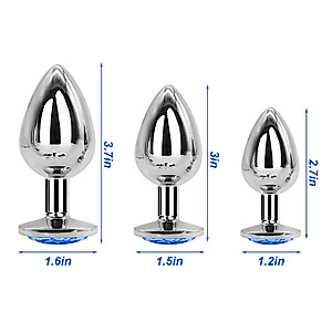 3 Sizes Stainless Steel Trainer Kit Suction Cup Realistic Classic Plug Double Headed (Blue