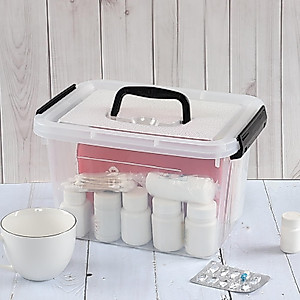 Knifefish 4 Packs Plastic Stackable Storage Container Bin with Lid and Latch, Plastic Latching Box with Handle, 5 L