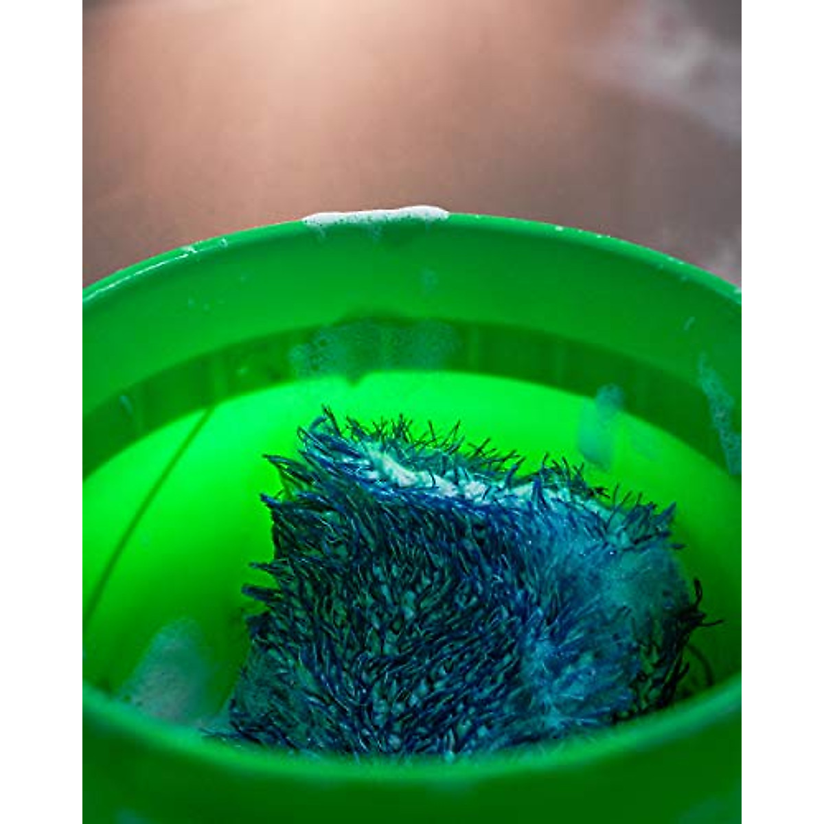 [Wash Monster] Plush Car Wash Pad (9 in. x 7 in.) Blue - 1 Pack | Soft & Plush Absorbent Microfiber Fibers | Large, Fits in Bucket
