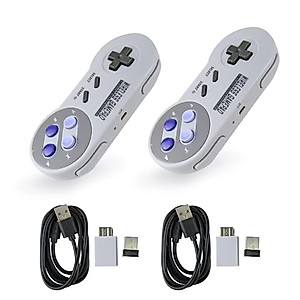 Gxcdizx 2 Packs Wireless Controller for SNES Classic Edition（Mini）/NES Classic Edition, Gamepad with USB Wireless Receiver for Switch, Windows,iOS,Liunx,Android Device