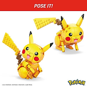 Mega Pokémon Building Toys Set Build & Show Pikachu with 205 Pieces, Articulated and Poseable, 4 Inches Tall, for Kids