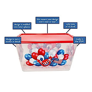 SIMPLYKLEEN 14.5-gal. Reusable Stacking Plastic Storage Containers with Lids, USA 4th of July (Pack of 2) Made in the USA