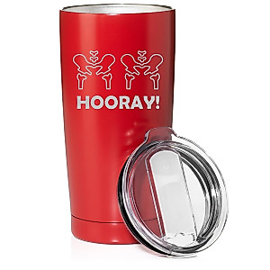 Smooth Body Tumbler Stainless Steel Vacuum Insulated Travel Mug Cup Gift Hip Hip Hooray Funny Physical Therapy Therapist (Red, 20 oz)