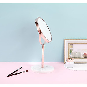 SsweetyPrincess Vanity Tabletop Mirror with 1X/7X Magnification (Rose Gold)