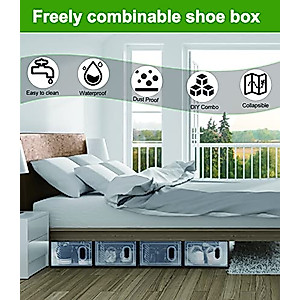 18 Pack Shoe Storage Boxes, Clear Plastic Stackable Shoe Boxes with Lids, Shoe Organizer Boxes for Closet,Space Saving Shoe Holder Sneaker Display Case, Shoe Containers Bins Boot Sneaker Storage Box