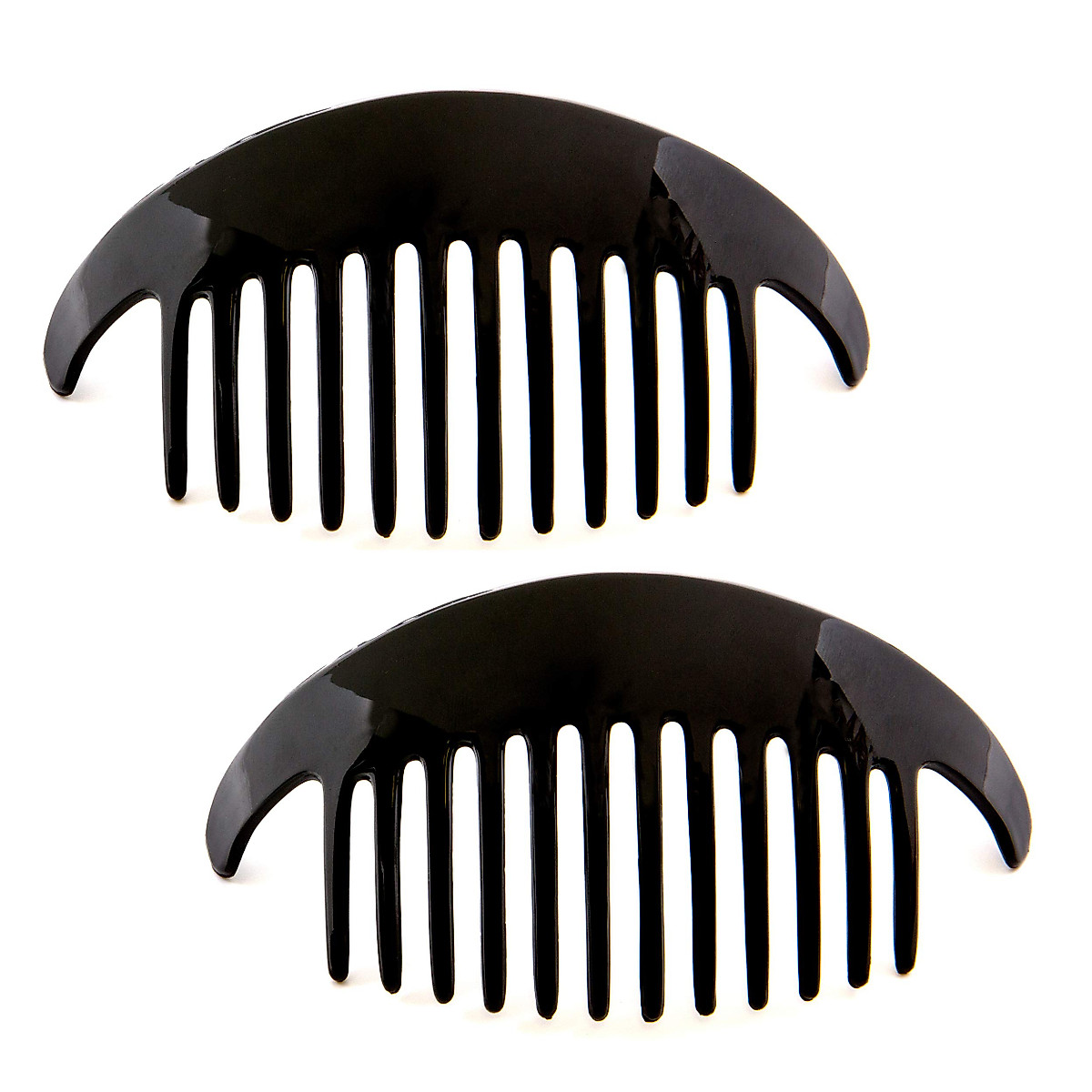 Camila Paris CP2872/2 French Hair Side Combs, Black Interlocking Combs French Twist Hair Combs, Strong Hold Hair Clips for Women Bun Chignon Up-Do, Styling Girls Hair Accessories, Made in France