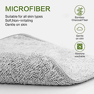 SINLAND Microfiber Face Towels Ultra Soft Bamboo Charcoal Facial Washcloths Face Cloth for Bath 12Inch x 12Inch 6 Pack Grey