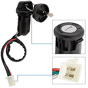 4 Wires Ignition Switch Key with Cap+3 Function Left Starter Switch Assembly for 50cc 70 cc 90cc 110 cc 125cc 150cc TaoTao SUNL Chinese ATV Quad 4 Wheeler 125cc Apollo Dirt Bike Scooter Parts