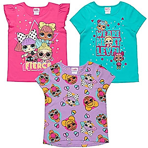 L.O.L. Surprise! Little Girls 3 Pack Ruffle Graphic T-Shirt 5