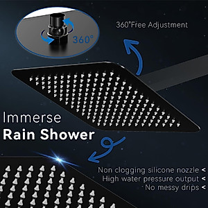 SR SUN RISE 12 Inch Rain Shower Head 304 Stailess Steel Matte Black High Pressure Rainfall Showerhead Water Saving