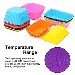 Wisehold 24PCS Silicone Lunch Cups, 3 Shapes of Large Silicone Cupcake Liners, Reusable Silicone Baking Cups, Multisize Silicone Muffin Cups for Lunch Box Dividers