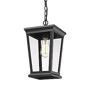 Odeums Outdoor Pendant Lights, Exterior Pendant Lighting Fixture, Outdoor Pendant Hanging Light Black, Pendant Ceiling Light