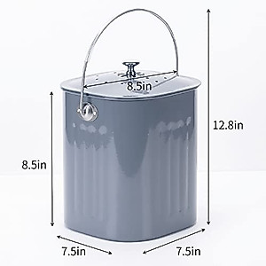 NALATI Nuovoo 1.3 Gal Compost Bin with Lid for Kitchen Countertop, Rust Proofw, Non Smell Filters (Grey)