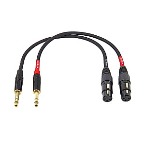 XLR to 1/4 TRS Cable 6.35mm Dual Channel to 3-pin XLR Female XLR to 1/4 Stereo Balanced Microphone Adapter 1ft