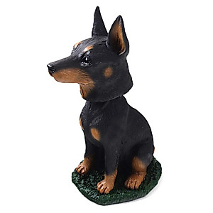 Animal Den Doberman Pinscher Black and Tan Dog Bobblehead Figure for Car Dash Desk Fun Accessory - 3.5"