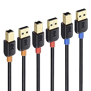 Cable Matters 3-Pack USB Cable/USB Printer Cable 6 ft, USB A to B Cable, USB 2.0 Cable Compatible with Printer, MIDI Controller, MIDI Keyboard and More - 6 Feet