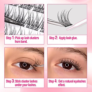 Natural Cluster Lashes Wispy CC Curl 9-11MM Mixed Lengths Eyelash Extension Individual 96 Pcs DIY Lash Extension at Home