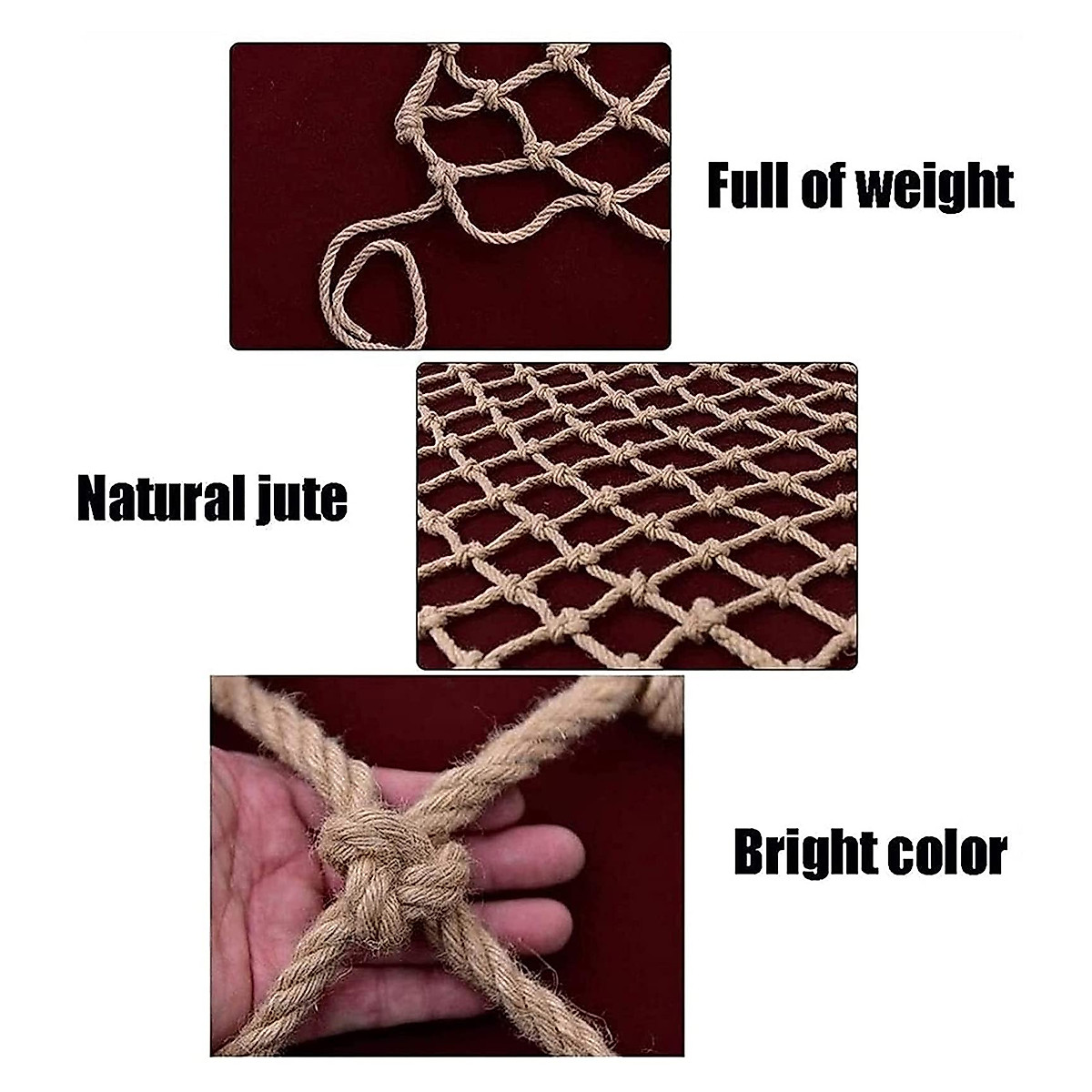 Hynet Climbing Cargo Net, Kids Safety Net, Waterproof Hemp Rope Net, Swing Rope Ladder Truck Trailer Netting, Balcony Railing Stair Protection Decor Mesh (Size : 1 * 3m(3 * 10ft))