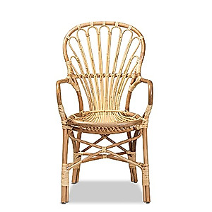 bali & pari Sheraton Modern and Contemporary Light Honey Rattan Dining Chair
