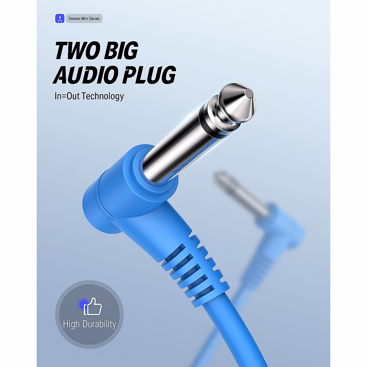 Donner 6 Inch Guitar Patch Colored Cable 6-Pack, TS 1/4" Right Angle to TS 1/4" Right Angle