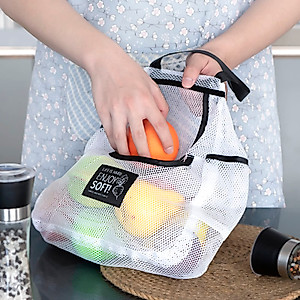 Linkidea 8 Pack Reusable Mesh Bag, Portable Fruit Bags, Washable Hanging Storage Bags, Organizer Shopping Handbag for Garlic, Onions, Potatoes