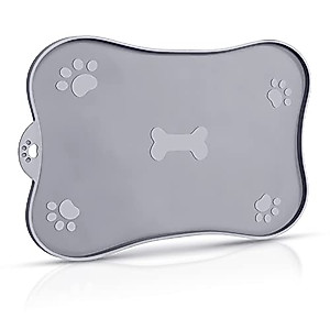 KILIN Silicone Dog Food Mat，Dog Mat for Food and Water,Raised Edges to Prevent Spills,Waterproof Dog Feeding Mat Keep Pet Bowls in Place- 11.8 x 19.8 Inches