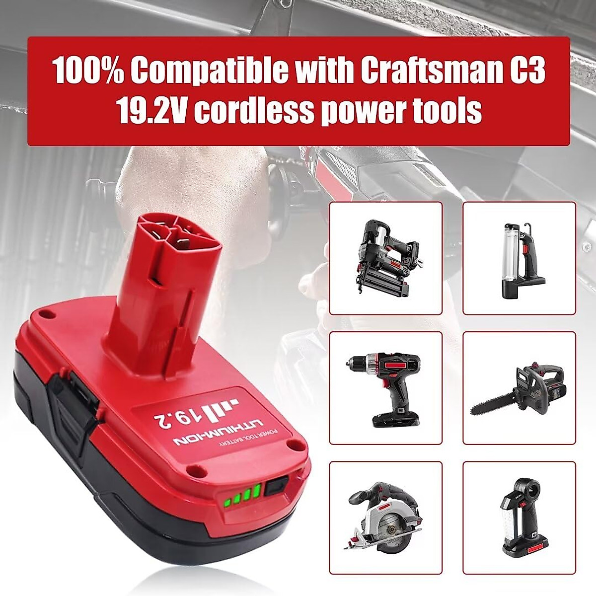 2 Packs 3.0Ah Diehard 19.2V C3 Battery Replacement for Craftsman 19.2 Volt Battery Li-ion Compatible with Craftsman 315.pp2011 315.pp2020 315.113753 130279005 1323903 11375 315.115410 Batteries(Red)