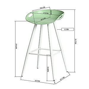 Set of 2 Bar Stools, 31.7" Simple Modern Style High Counter Stool with Low Backrest & Footrest & Metal Legs & PP Seat, Portable Barstools for Kitchen Island Patio Balcony, White &Lime Green …