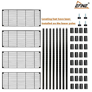 Catalina Creations 4-Shelf Shelving Unit with Shelf Liners Set of 4, Adjustable Rack Unit, Steel Wire Shelves, Shelving Units and Storage Rack for Kitchen and Garage (35.5W X 15.8D X 54H)