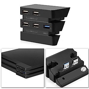 Santing ABS USB Hub, Professional Multi-Port USB Hub, with LED Indicators for Ps4 Pro Console Easy Installation Ps4 Pro Default