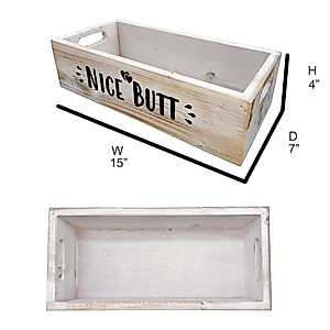 Admired By Nature Distressed Home Décor Toilet Wood Crates Decorative Organizer, Regular, Nice Butt White