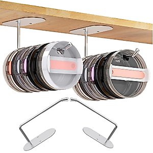 Karshall 2 Pack Cup Lid Holder Organizer for Tumblers/Water Bottles, Inside/Under Cabinet Storage Hook for Stanley/Yeti/Simple Modern/More Brands, Hold up to 8 Lids-Kitchen Organization