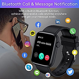 Smart Watch, 1.9" Full Touch Screen Smart Watch for Android & iOS Phones with Heart Rate & Blood Oxygen Monitor, 123 Sport Modes，Voice Assistant, Fitness Smart Watch for Women Men