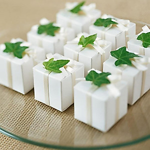 PQZKLDP 15 Packs 6x6x6 inches Fold Box Easy Assemble Small Paper Gift Box Decorative Party Favor Kraft Box with Lid for Birthday, Wedding, Anniversary, Party , with Stickers ,66 FT Twine (6*6*6 Inch, White)