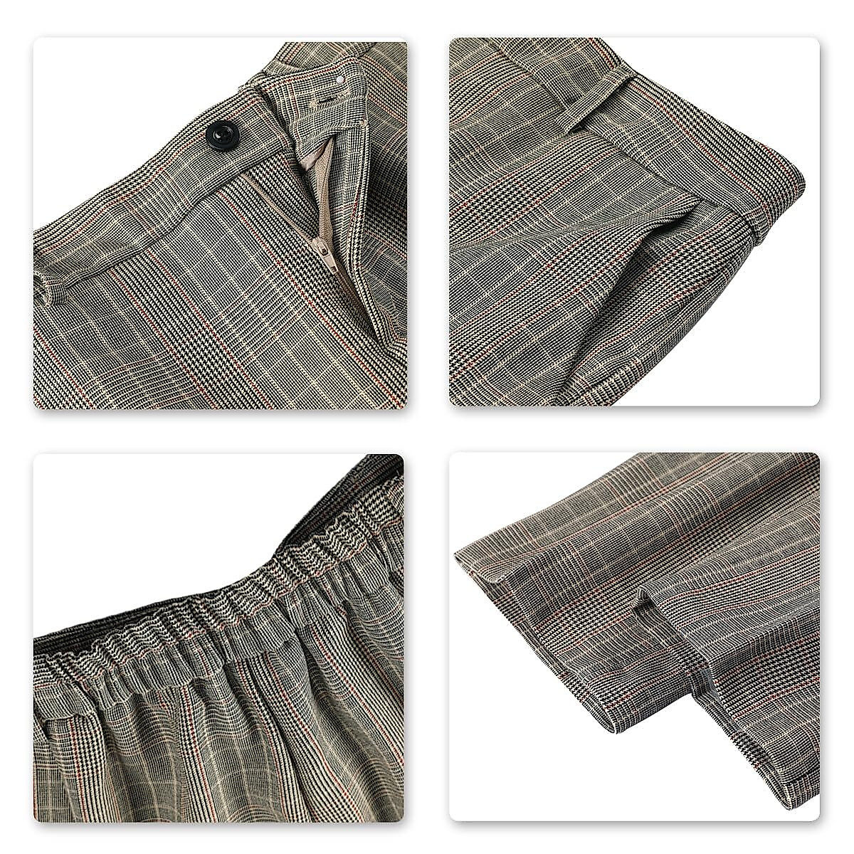 YUNCLOS Women's Vintage 2 Piece Plaid Suit Set 1 Button Stylish Blazer and Pants Yellow