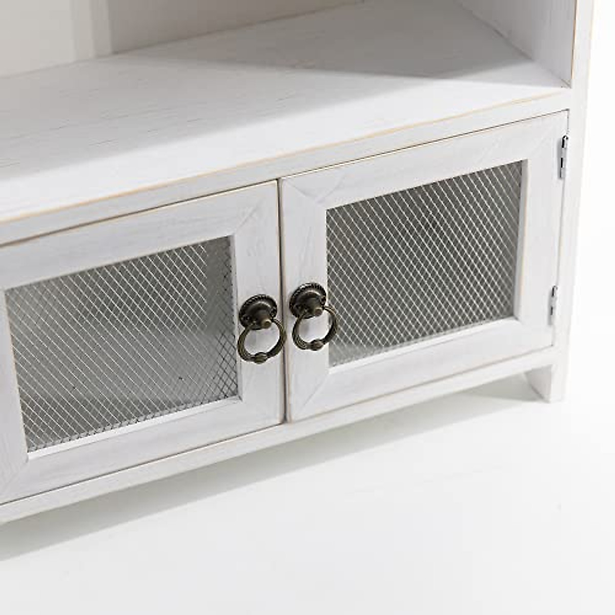 COLLECTIVE HOME - 2 Tiered Storage Cabinet, Countertop Cabinet, Wood Organizer for Kitchen Living Room Bedroom Bathroom Office with Magnetic Door, 15.75 x 14.5 x 6.5, White, 01