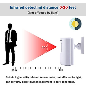 BESTOONE Motion Sensor Alarm, Long Range Wireless Driveway Alarm, Indoor Home Security System Electric Doorbells, 4 Motion Detector and 2 Alarm, 38 Chime Tunes, LED Indicator