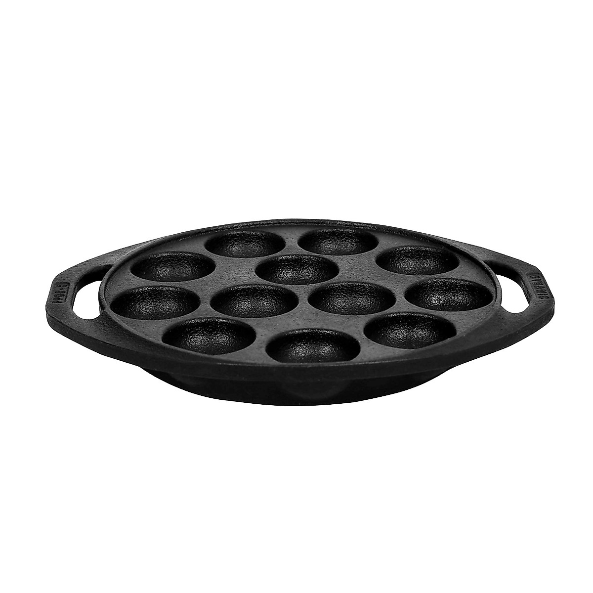 DYNAMIC COOKWARES, Mini Paniyaram pan Cast Iron Flat Bottom Tawa 8 Inch 12 Cavity, Go's Best with Gas, Induction Base, and Electrical Cook top
