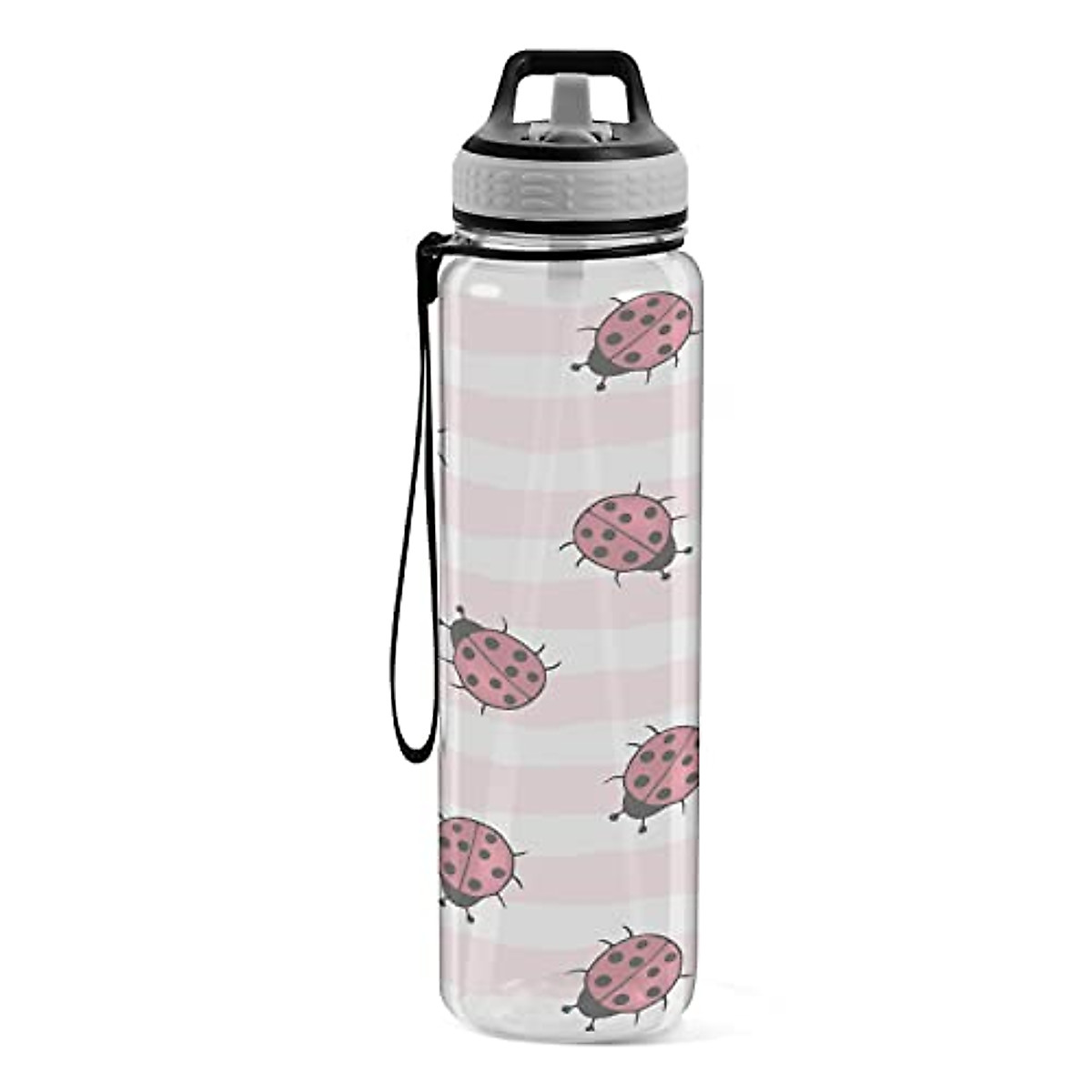 xigua Ladybug Water Bottle with Straw Lid,32 oz Leakproof Sport Water Bottle with Wide Handle for Gym,Cycling,School,Travel
