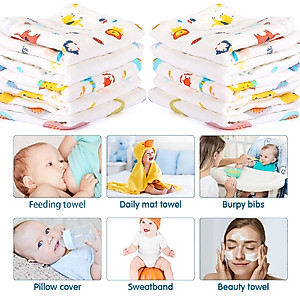 10 Pieces Baby Burp Cloth 10 x 20 inches 6 Layer Soft Absorbent Muslin Newborn Towel for Baby Shower Machine Washable, for Sensitive Skin Baby (Animal Pattern)