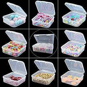 12Pcs Bead Organizer with Lid Small Transparent Plastic Craft Organizer Screw Organizer Bead Storage Small Plastic Containers with Lid for Jewelry Diamond Art, 1Pc Organizer Box with Hinged Lid