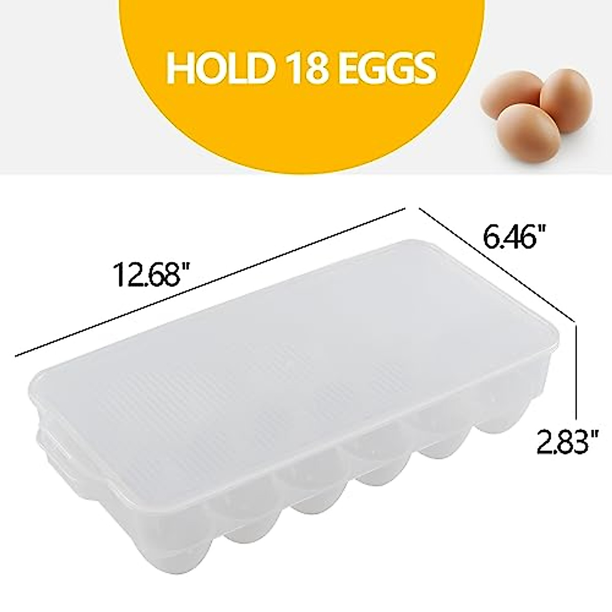 Saedy Plastic Egg Containers with Lid, 2 Pack Egg Holder Refrigerator Organizer Bin Tray