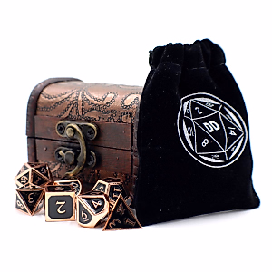 Black and Bronze Metal D20 Dice Set for Tabletop Gaming
