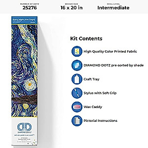 DIAMOND DOTZ Starry Night Van Gogh Diamond Painting Kit 20" x 16" Full Drill