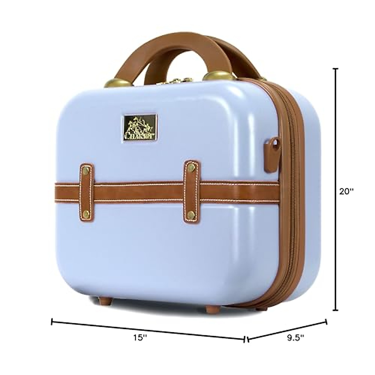 Chariot Gatsby 2-piece set Hardside Expandable Carry On Luggage With Matching Beauty Case (Ice Blue)