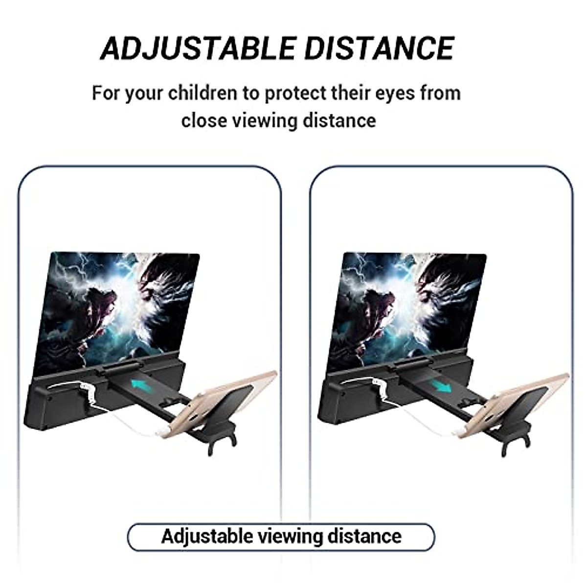 Kadlawus Magnifier Phone Screen Projector - 12 Inch Portable Audio Mobile Phone Screen Amplifier with Audio Anti-Blue Light Ultra Slear Screen Mobile Phone Magnifier